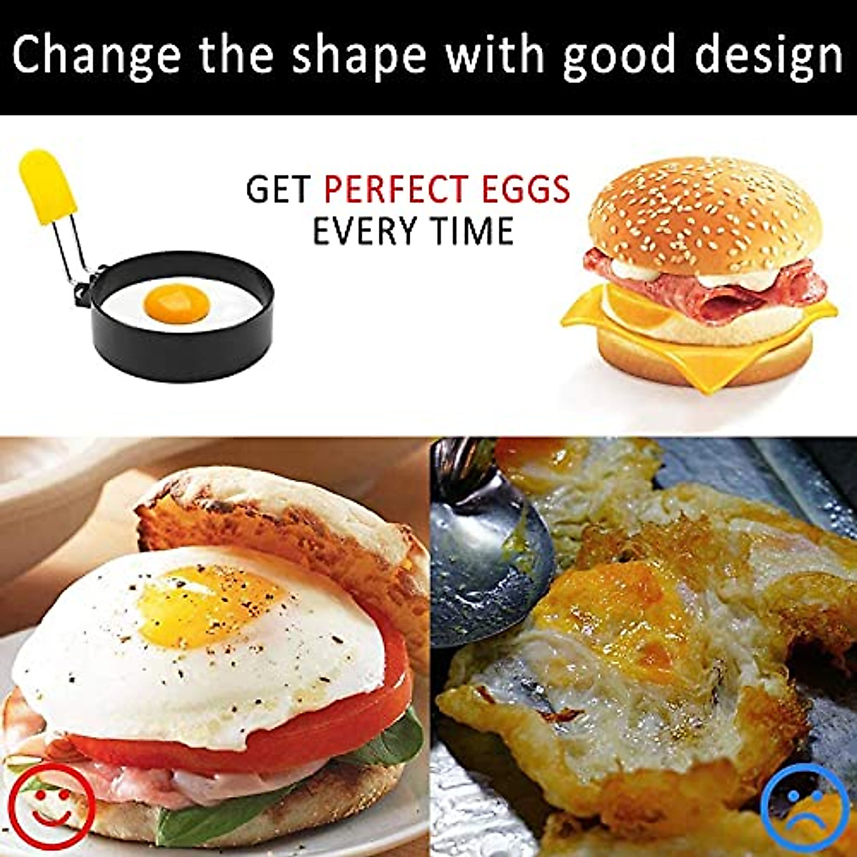 Bulckrew Egg Rings Mold Set, 2PCS Stainless Steel Egg Cooking Rings Cooking Tools, Pancake Mold for frying Eggs and Omelet