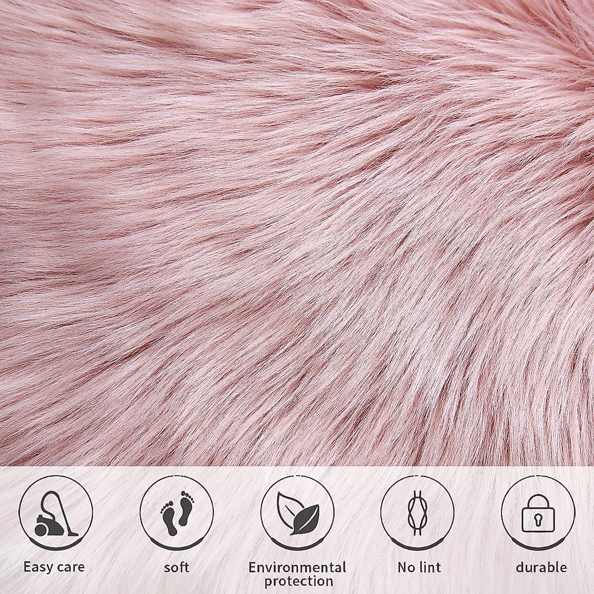 Softlife Pink Faux Fur Sheepskin Chair Cover Seat Cushion Pad Super Soft Area Rugs for Living Bedroom Sofa (1.6ft x 1.6ft)