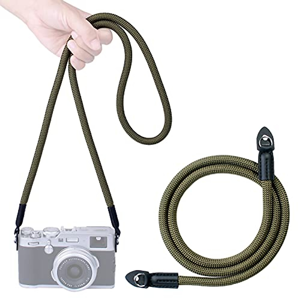 VKO Camera Strap Rope Compatible with Sony Canon Nikon Fuji DSLR SLR Mirrorless Camera Rope Strap 100cm Green