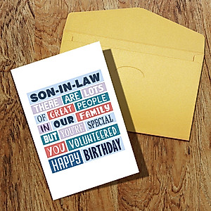 Qiliji Funny Son-In-Law Birthday Card, Happy Birthday Card for Son In Law, Bday Gift for Son In Law, You Are Special You Volunteered To Be In Our Family