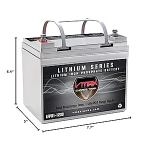 VMAX LFPU1-1230 Group U1 12V Battery 385Wh 30 Amp Hours Lithium Iron LiFePO4 with built in BMS Li-Iron Deep Cycle Battery 7.7"L x 5"W x 6.4"H