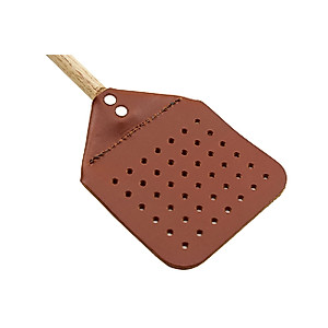 Heavy Duty Leather Fly Swatter with Oak Wooden Handle 18 inch (3)