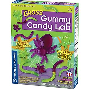 Gross Gummy Candy Lab - Worms & Spiders! Sweet Science STEM Experiment Kit, Make Your Own Plant-Based Gummy Candies in Cool Shapes & Colors | Learn Chemistry | Looks Gross, Tastes Great