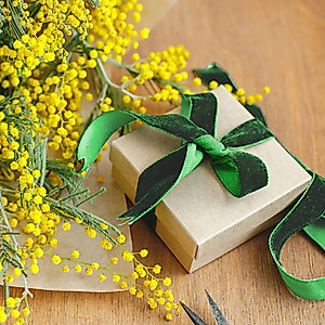 10 Yards Velvet Ribbon 1 Inch Vintage Velvet Ribbon Satin Ribbon Roll Nylon Velvet Wired Ribbon Single Side Velvet Ribbon for Christmas Gift Wrapping, Wedding, Hair Bows