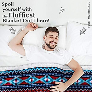 TrailCrest Ultra Soft Sherpa Fleece Throw Blanket, Cozy Plush Adult Blanket for Men & Women, Reversible with Aztec Prints, Machine Washable, 8 Colors