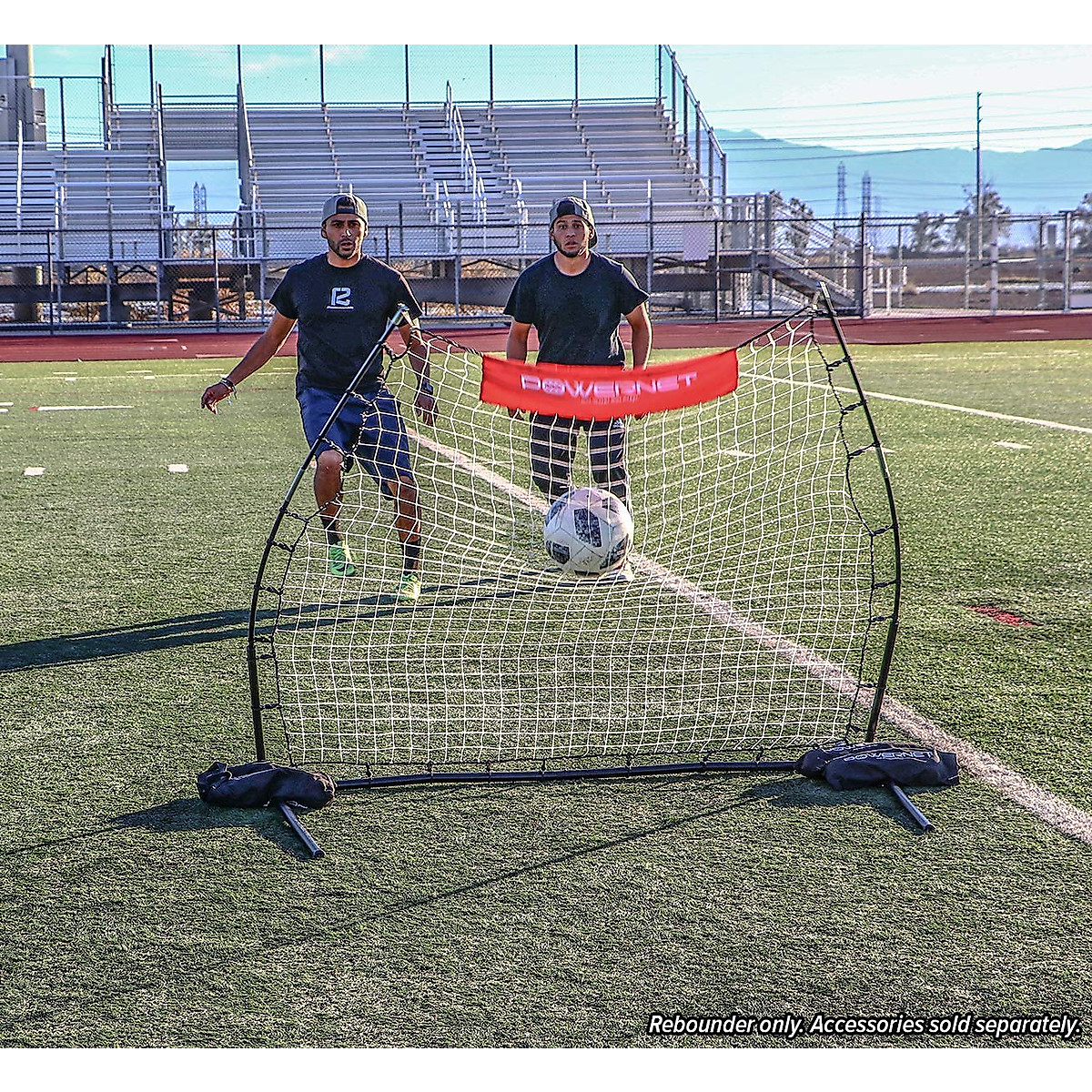 PowerNet Carli Lloyd Rebounder Training Net for Soccer, Lacrosse, Baseball, Softball | Angled Multi-Sport Rebound Pitchback Net | Portable Dual Practice Surface