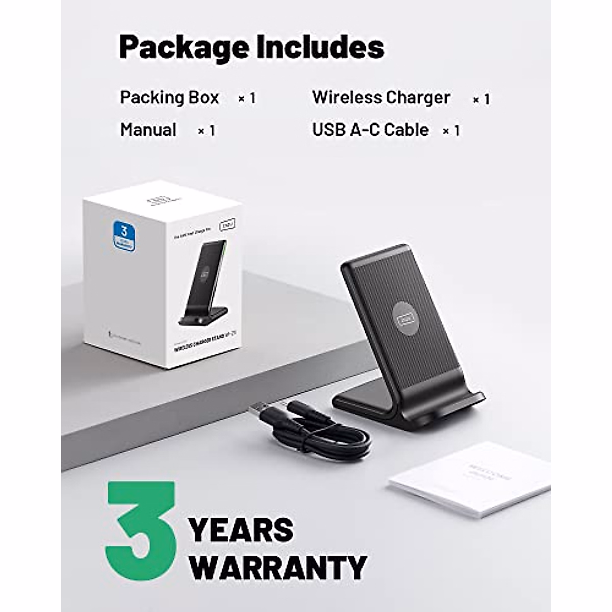 INIU Wireless Charger, 15W Fast Wireless Charging Station with Sleep-Friendly Adaptive Light Compatible with iPhone 14 13 12 Pro XR XS 8 Plus Samsung Galaxy S23 S22 S21 S20 Note 20 10 Google LG etc