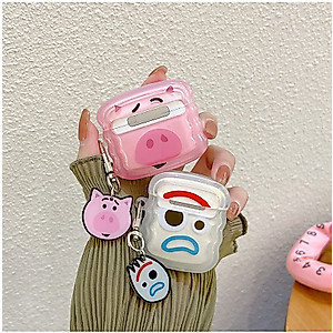 Soft TPU Clear Case with Charm Keychain Hook for Apple AirPod Disney Anime Cartoon Lotso Huggin Teddy Rex Hamm Forky Cute Lovely Adorable Kids Girls (Green Dinosaur for AirPods Pro)