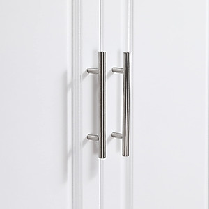 HOMCOM Rolling Kitchen Island with Storage, Portable Kitchen Cart with Stainless Steel Top, 2 Drawers, Spice, Knife and Towel Rack and Cabinets, White