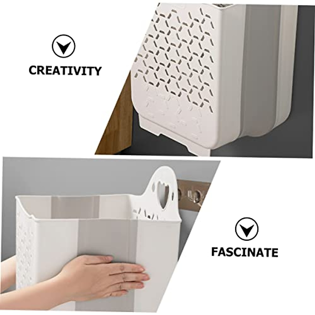 Cabilock 3 Sets Holding Mounted Hanging Space Household Clothes Sticky Wall Laundry for Mesh Hamper Bathroom Mount Container with Folding Dirty Basket Foldable Plastic Hook Organizers Kids