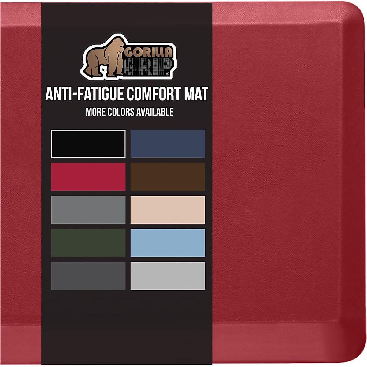 GORILLA GRIP Cushioned Anti Fatigue Mats for Kitchen Floor, Ergonomic Standing Office Desk Mat, Waterproof Scratch Resistant Pebbled Top, Supportive Comfort Padded Foam Rugs, 20x32, 3/4" Thick, Red