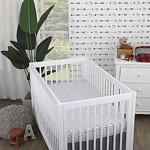 NoJo Little Love Little Man Cave Ivory and Black Arrows Nursery Fitted Crib Sheet