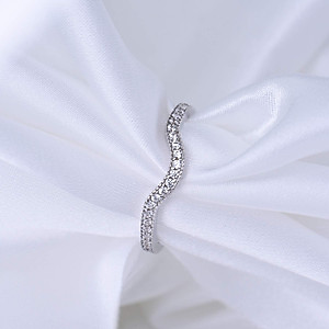 espere Sterling Silver Curved Wedding Band Ring Enhancer Pave Arched Rings