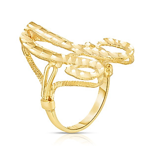Floreo 10k Yellow Gold Extra Large Cursive Personalized Alphabet Character Initial Ring, Letter A, Ring Size 9