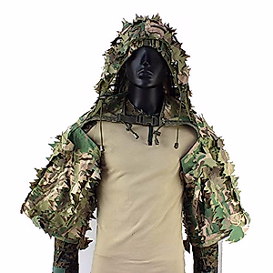 ROCOTACTICAL Sniper Ghillie Viper Hood with 3D Laser-Cut Leaves, Tactical Ghillie Suit Foundation for Wargame, Hunting, Airsoft, Sniper Coat, CP Multicam