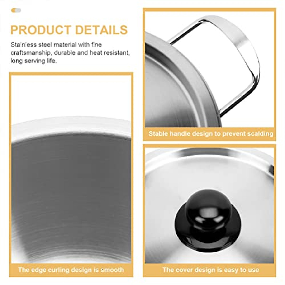 ERINGOGO Pots Korean Ramen Noodle Pot, 2000ml Stainless Steel Stockpot Soup Cooking Pot with Lid, Nonstick Saucepan Small Pasta Pot, Camping Cookware for Stovetop, Induction Korean Movies