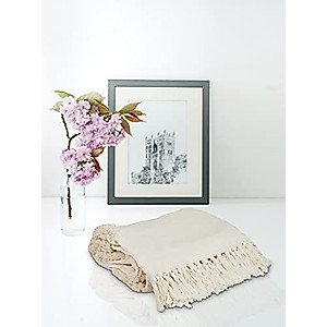 CRAFKART White Throw Blanket | Throw Blanket for Couch | Throw Blanket with Fringe | Farmhouse Throw Blanket | Cozy Decorative Throw for Sofa | Bed and Living Room Throw | Suitable for Women Men