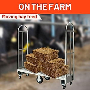 DIYTuning Narrow Aisle U-Boat Platform Truck with Thick Steel Deck Detachable Handles Dolly Push Cart Utility Cart Hand Trucks 2000lbs Capacity