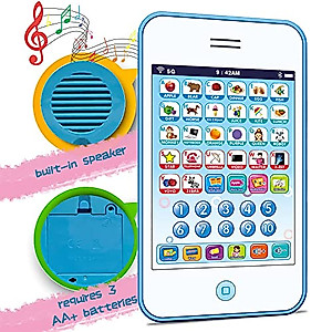 GAGINAN Baby Phone /Kids Tablet Learn Alphabets Words Numbers Music ABC Learning for Toddlers Educational Toy for 3Years+ (Blue)