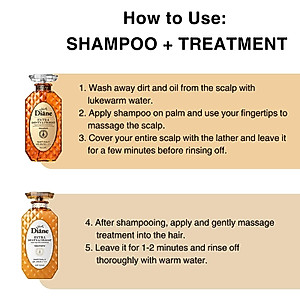 Moist Diane Natural Hair Shampoo with Pump for Damaged, Colored, Dry Hair, Japanese Hydrating & Moisturizing Organic Hair Treatment, Sulfate& Silicon Free, Extra Smooth & Straight, 450ml/15.2 fl.oz