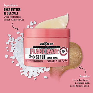 Soap & Glory Original Pink Flake Away Exfoliating Body Scrub - Smoothing & Buffing Body Scrub - Floral Scented Body Polish - Shea Butter, Sea Salt & Sweet Almond Oil Sugar Body Scrub (300ml)