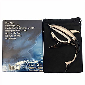 Imelod Zinc Alloy Guitar Capo Shark Capo for Acoustic and Electric Guitar with Good Hand Feeling, No Fret Buzz and Durable(Black)