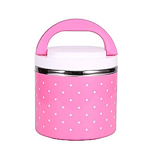 Insulated Lunch Box, 600ml Thermal Thermos Lunch Box Insulation Hot Food Container, Stainless Steel, Storage Lunch, Container, Canteen, Double Walled, Portable Food Bowl (Pink)