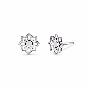 Boma Jewelry Sterling Silver Lotus Flower Stud Earrings