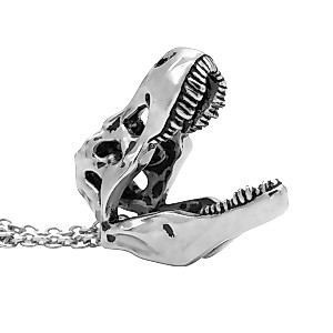 Controse Dinosaur Necklace - T-Rex Skull Pendant (316L Stainless Steel)