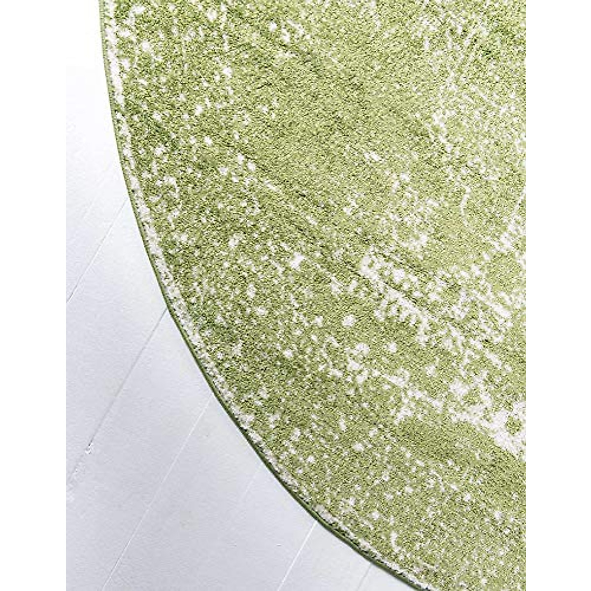 Unique Loom Bromley Collection Area Rug - Wells (3' Round, Green/ Ivory)