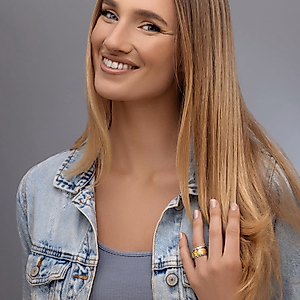 JEAN RACHEL JEWELRY 925 Sterling Silver Rotating Spinner Ring With 5 One Micron 14K Gold Plated, Hypoallergenic, Nickel and Lead-free, Artisan Handcrafted Designer Collection, Made in Israel