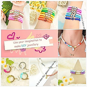 Velavior 15,000 pcs Clay Beads Bracelet Making Kit, 96 Colors Polymer Heishi Beads for Jewelry Making Kit 6mm Flat Round Beads with Letter Beads Charms Elastic Strings for Girls Preppy Craft Necklace
