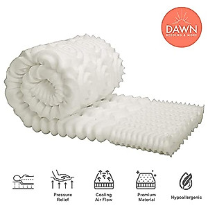 Dawn College Dorm Mattress Topper | Twin XL Egg Crate Foam | Supportive, Quality Sleep, Hypoallergenic, Cooling | Made in USA | CertiPUR