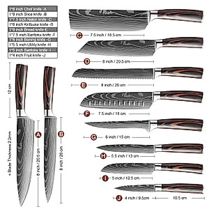 XITUO Kitchen Chef Knife Set,10 Piece High Carbon Stainless Steel Knives Pakkawood Handle, Ultra Sharp Cooking Knife & Gift Box (10PCS Chef Knife Set)