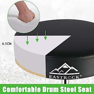 EASTROCK Drum Throne,Padded Drum Seat Drumming Stools with Anti-Slip Feet for Adults and Kids Drummers (Silver)