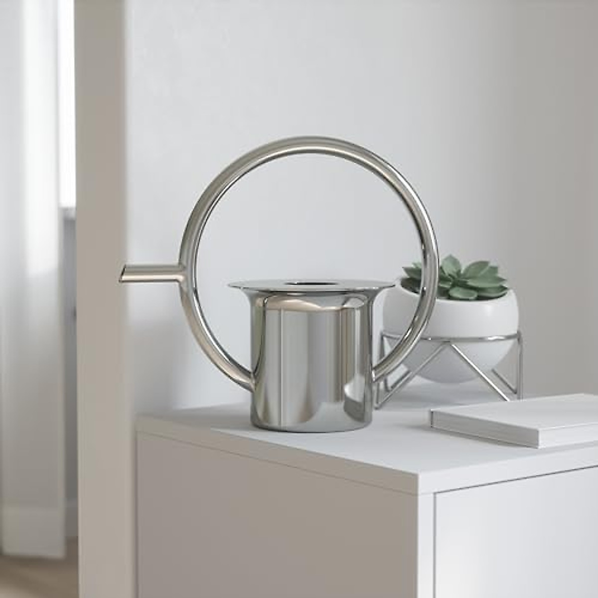 Umbra Quench Stainless Steel Watering Can, Pot for Outdoor or Indoor Plants, Medium