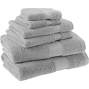 Amazon Aware 100% Organic Cotton Plush Bath Towels - 6-Piece Set, Light Gray