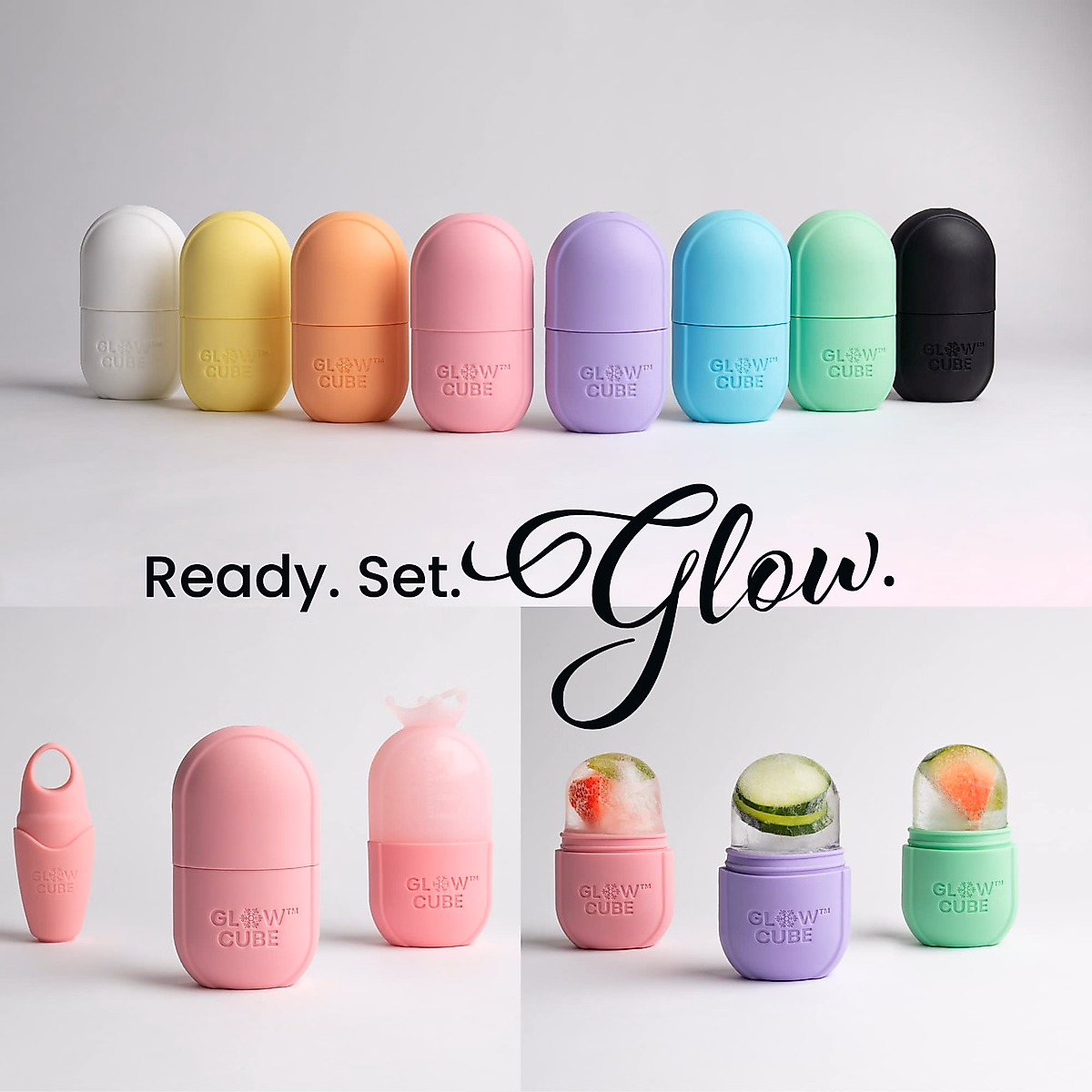 Glow Cube Ice Roller For Face Eyes and Neck To Brighten Skin & Enhance Your Natural Glow/Reusable Facial Tool to Tighten & Tone Skin & De-Puff The Eye Area (Pastel Pink)