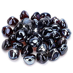 Stanbroil 10-Pound Fire Glass Diamonds - 1/2 inch Luster Fire Glass for Fireplace Fire Pit and Landscaping, Amber Luster