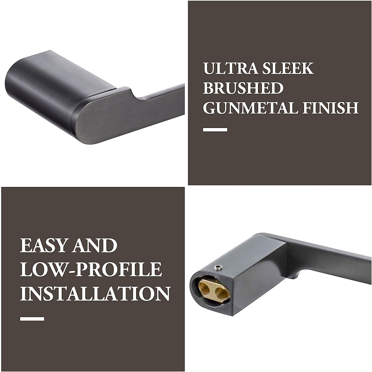 MyGift 6 Inch Gunmetal Hand Towel Holder Rack, Wall Mounted Premium Hotel Series Dark Gray Metal Hook for Hanging Hand Drying Towels, Bathroom Hand Towel Ring