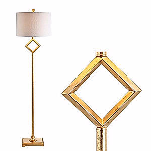 JONATHAN Y JYL3064A Juno 62.5" Metal LED Floor Lamp, Contemporary, Modern, Transitional, Office, Living Room, Family Room, Dining Room, Bedroom, Hallway, Foyer, Gold Leaf