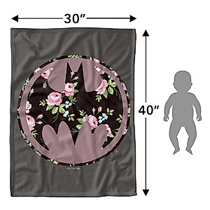 LOGOVISION Batman Lightweight Baby Blanket, 30"X40", Bats of Floral Unisex for Infants Girls & Boys