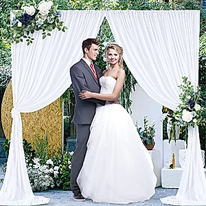 16ft x10ft White Backdrop Curtain for Party White Wrinkle Free Wedding Back Drop Drapes Curtains Fabric Decorations Photo Backdrops Cloth for Baby Shower Birthday Photoshoot