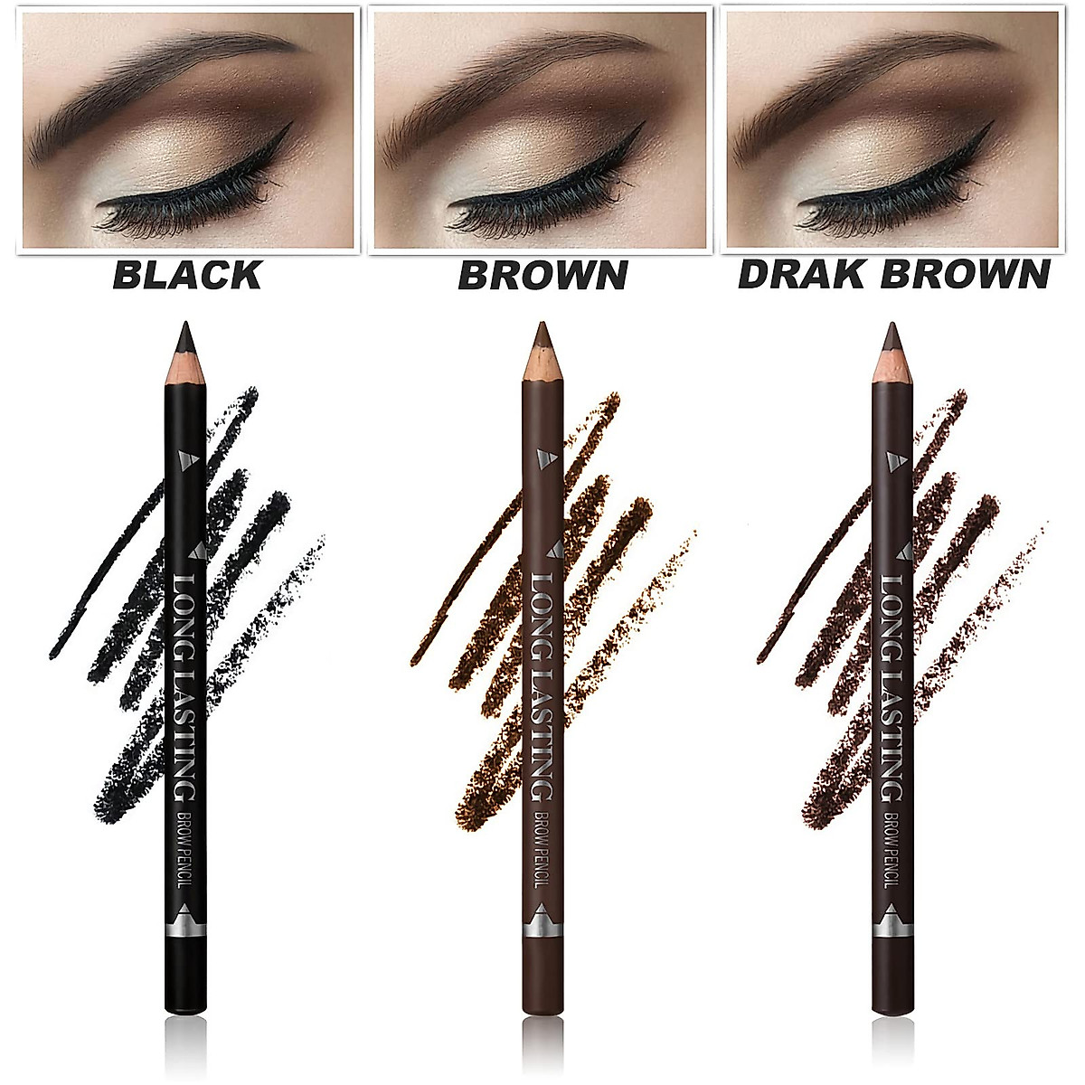 SUMEITANG 12 Pcs Dark Brown Eyebrow Pencil Eyeliner Makeup，Soft Textured，Easy to Color，Waterproof，Long Lasting Eyebrow Tint Pen for Fills in Sparse Areas and Gaps Create a Natural Eye Brow