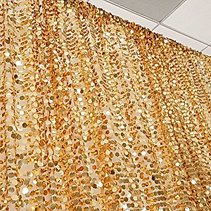 BalsaCircle 20 feet x 10 feet Gold Big Payette Sequin Backdrop Drapes Curtains - Wedding Ceremony Party Photo Booth Home Windows