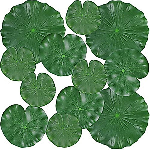 FFNIU 12Pcs Lily Pads for Ponds, Artificial Floating Foam Lotus Leaves, Lily Pads Foliage Pond Decor for Koi Fish Pool Patio Aquarium