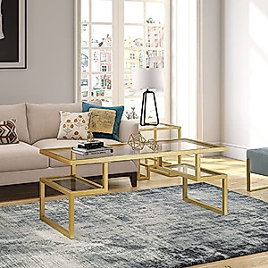 Zander 45'' Wide Rectangular Coffee Table in Brass