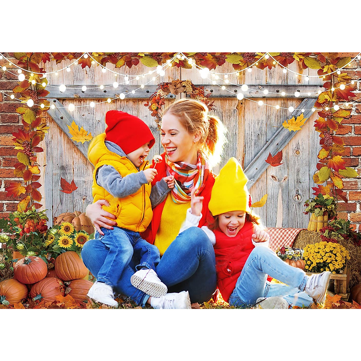 CYLYH 7x5FT Thanksgiving Backdrop Fall Thanksgiving Photography Backdrop Autumn Pumpkin Harvest Barn Background Maple Baby Shower Banner Decoration Birthday Party Backdrop