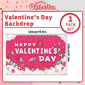 Valentine's Day Backdrop Banner Gatherfun Red Pink Love Heart Party Decorations Large Photography Background for Valentine's Day Party