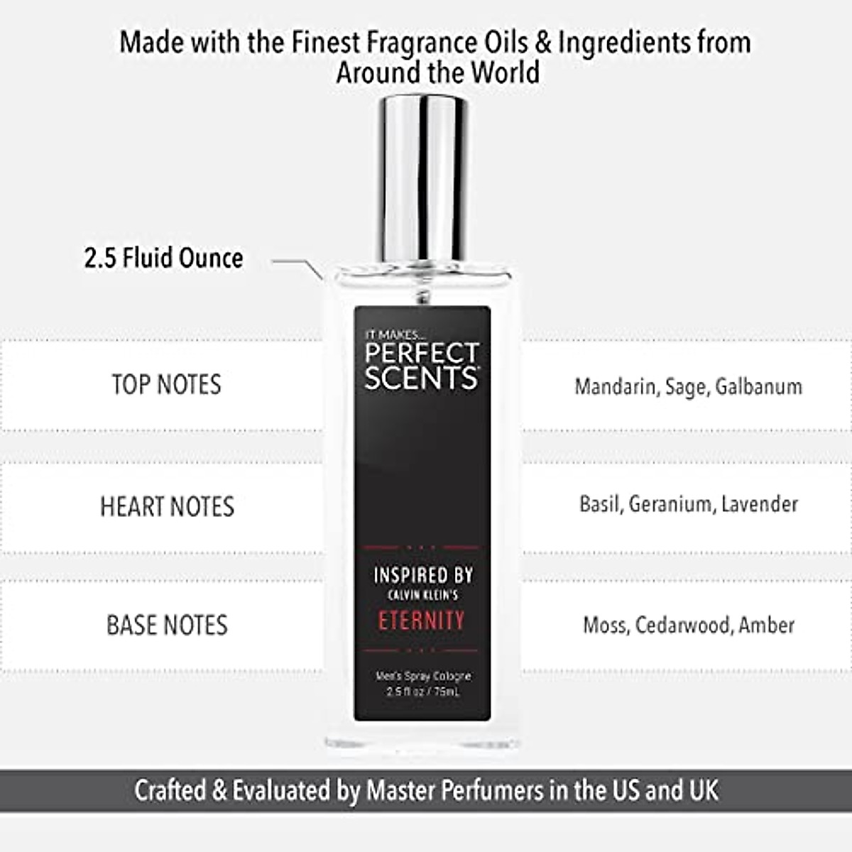 Perfect Scents Fragrances | Inspired by Eternity | Cologne for Men | Vegan, Paraben Free | Never Tested on Animals | 2.5 Fluid Ounces